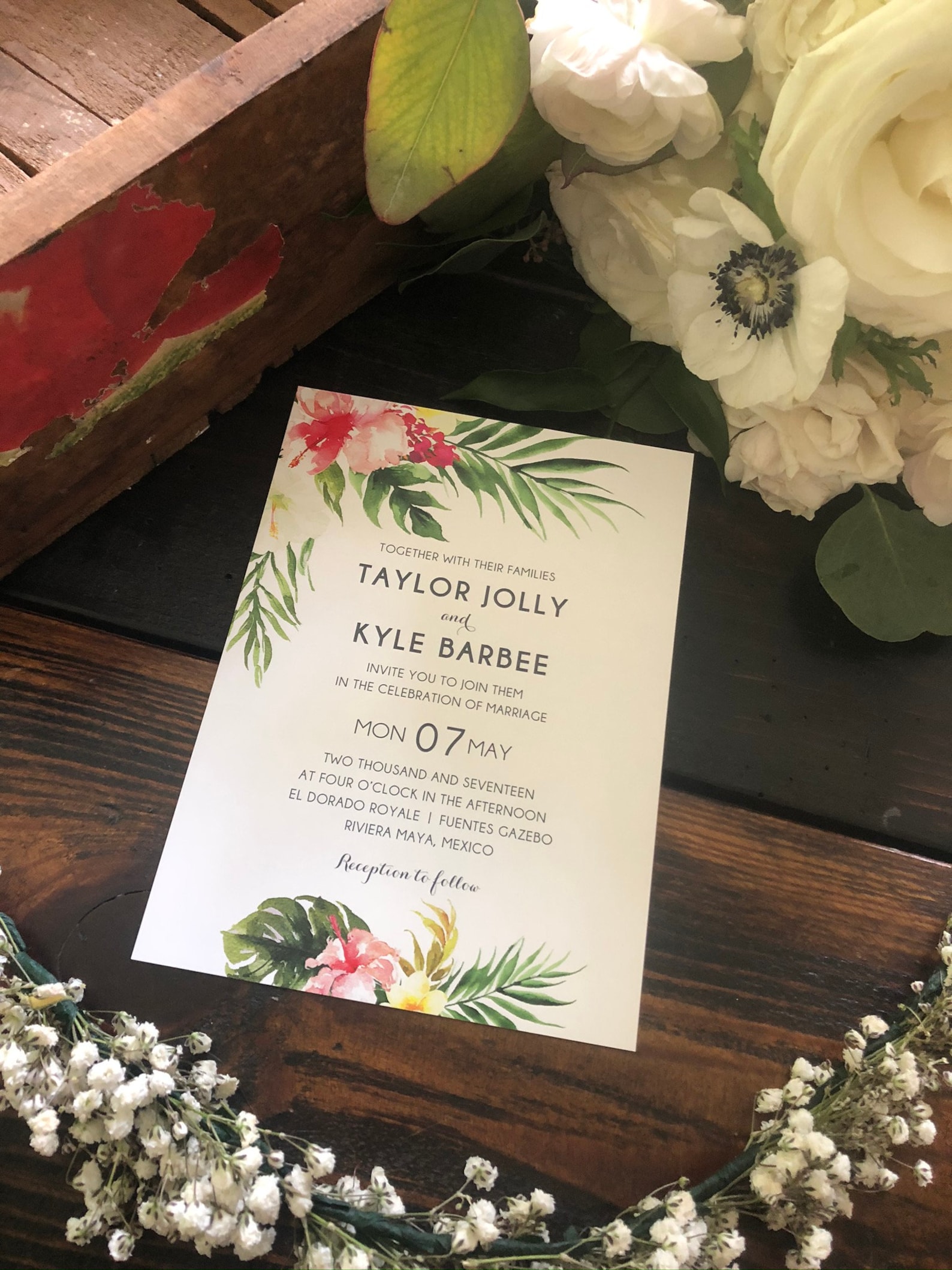 Tropical Wedding Invitation Suite, Wedding Invitation Set, Tropical ...