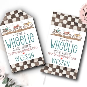Dirt Bike Valentine Favor Tag, Bike Valentine, Boy Valentine, a Wheelie ...