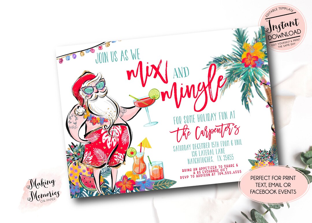 Christmas Mix and Mingle Christmas Party Invite, Adult Christmas ...