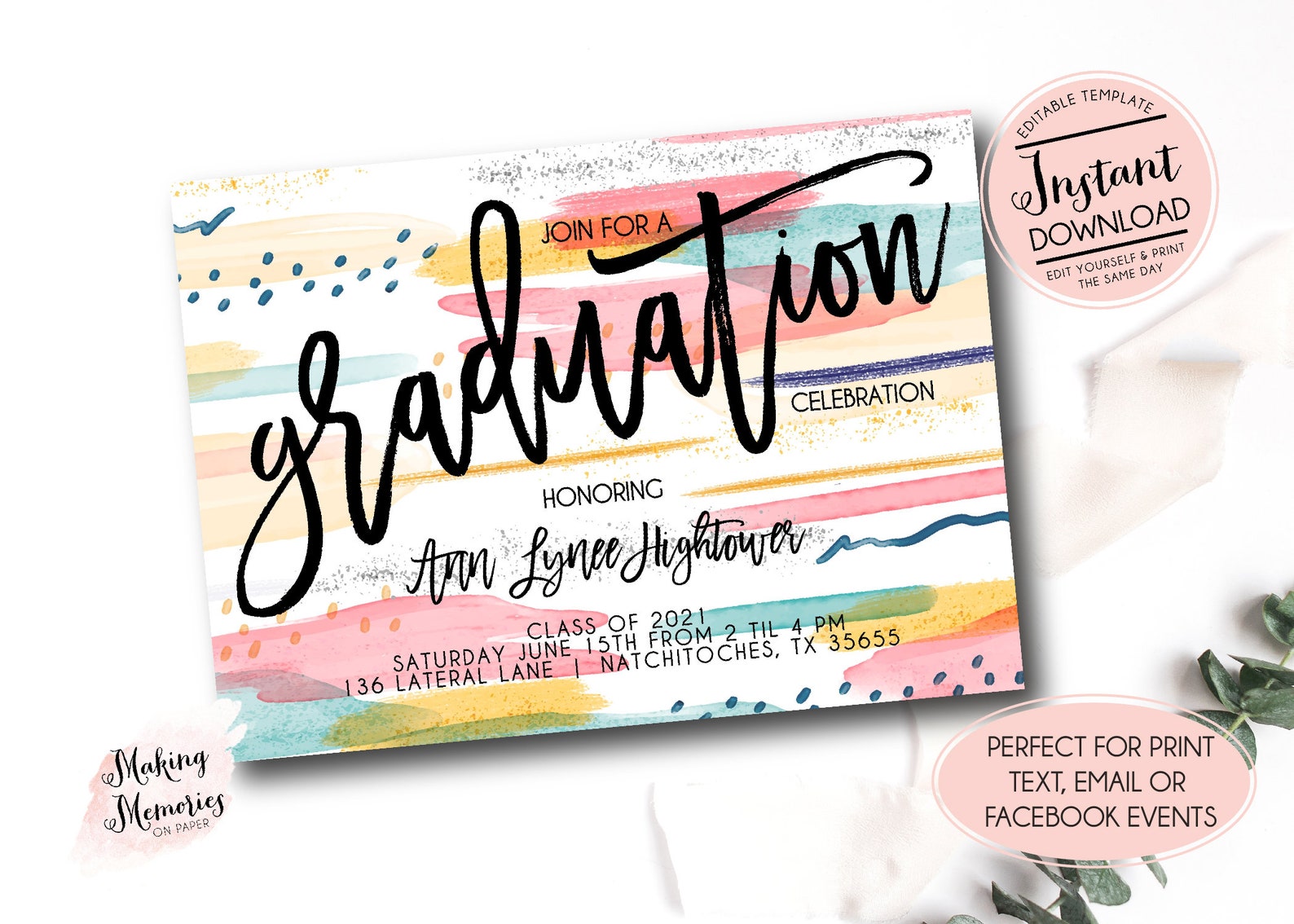 Graduation Party Invitation Abstract Graduation Party Invite - Etsy