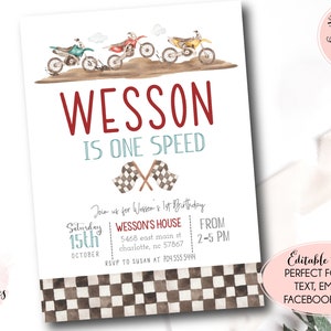 Dirt Bike Birthday Invitation, Editable Dirt Bike Invitation, Two Fast ...