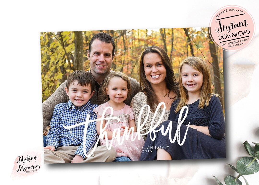 Thanksgiving Photo Card Template, Thankful Photo Card, Fall Photo Card ...