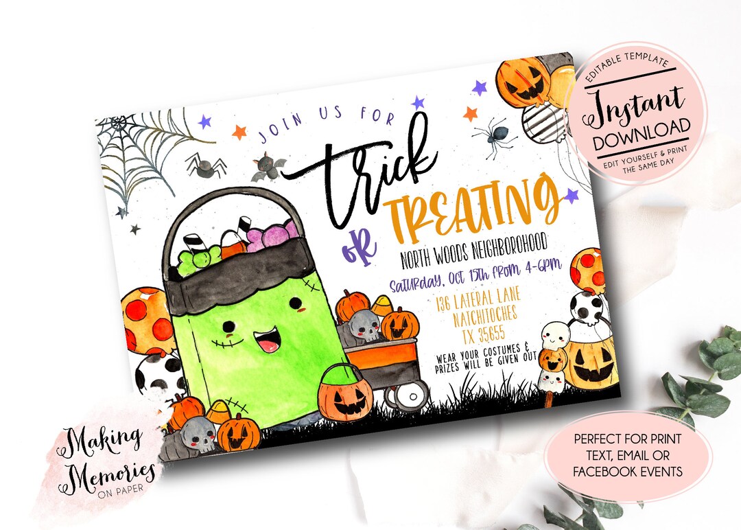 Trick or Treating Invitation, Trick or Treating Flyer, Church Fall ...