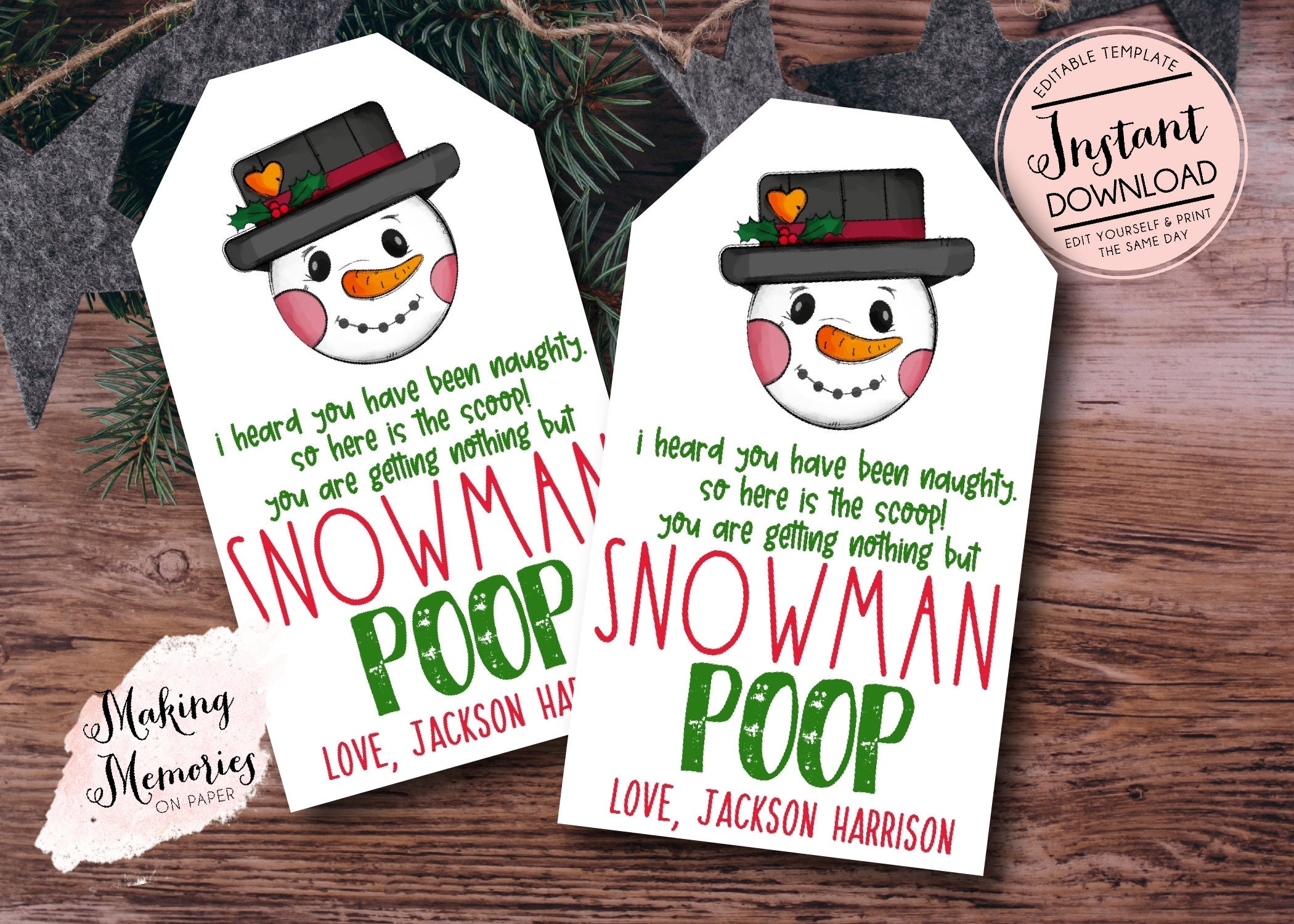 Reindeer Poop Favor Tag, Christmas Treat Bag, Reindeer Poop School Gift ...