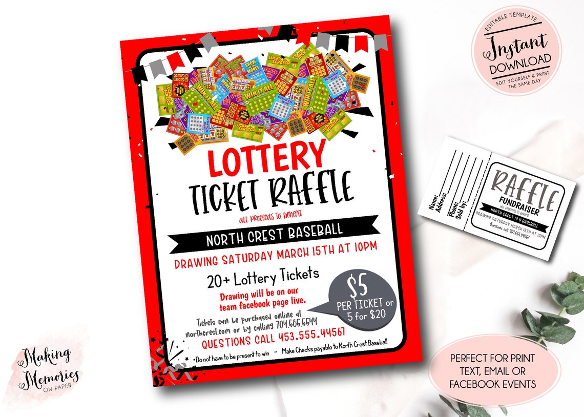 Lottery Ticket Raffle Ticket Fundraiser Flyer, Lottery Ticket Raffle ...