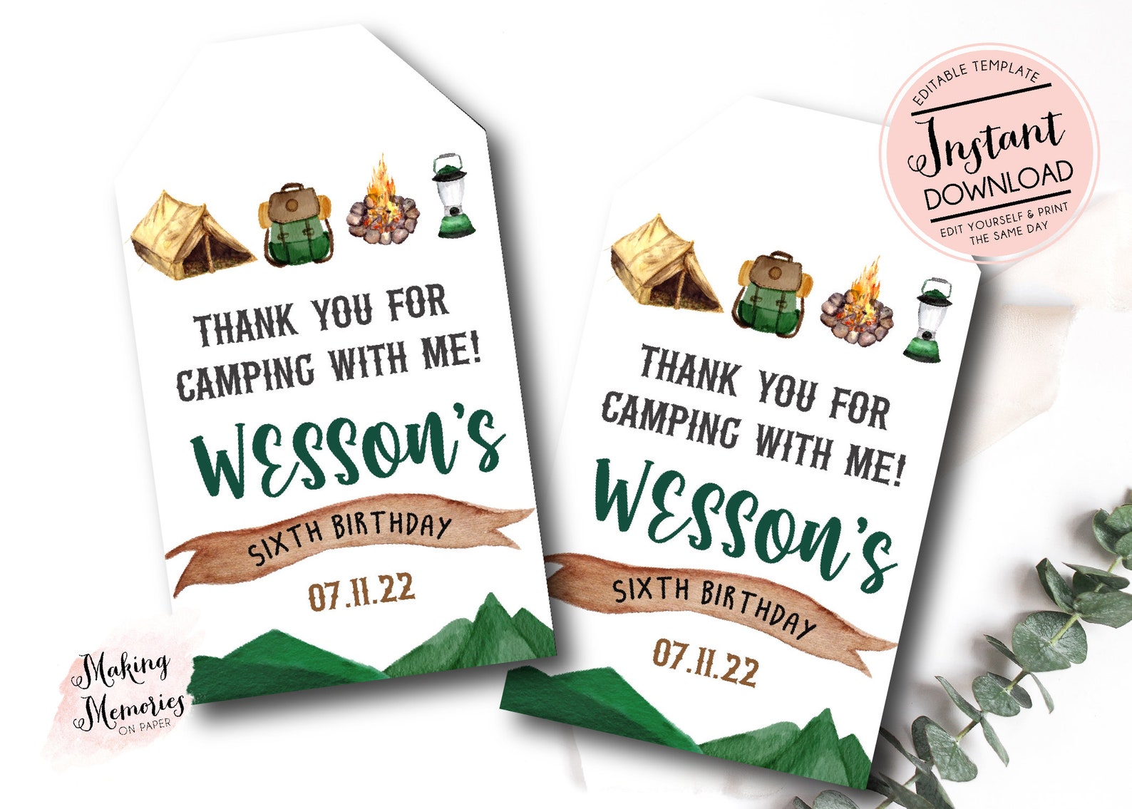 Camping Birthday Food Tent Cards Camping Food Labels - Etsy