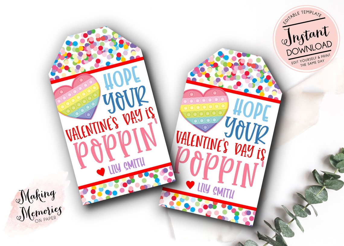 Editable Pop It Valentine Tag Valentines Day Pop It Cards - Etsy
