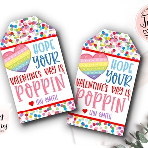 Editable Pop It Valentine Tag, Valentines Day Pop It Cards, School ...