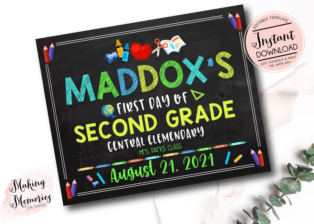 Editable Back to School Sign, Printable First Day of School, EDITABLE ...