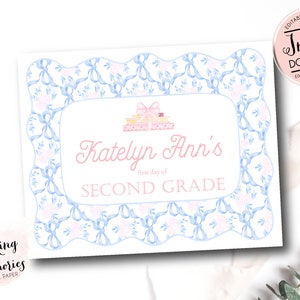 Gingham First Day of School Sign, Editable Back to School Sign ...