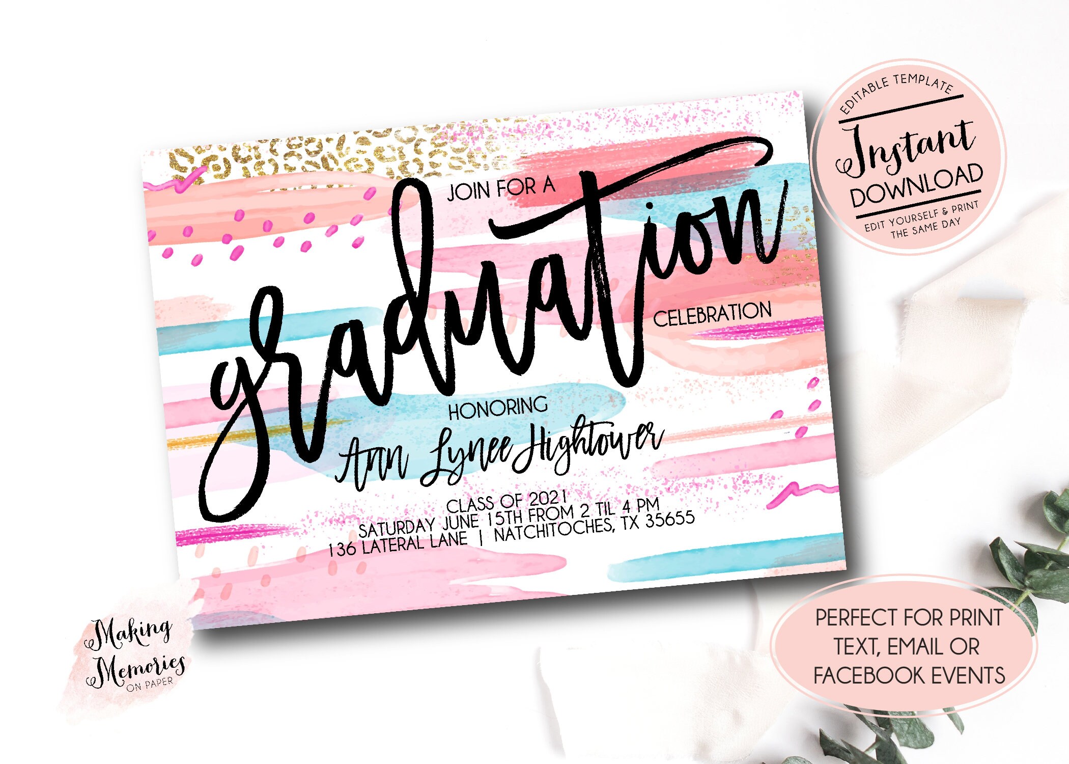 Paper Paper & Party Supplies Class 2021 Printable High School ...