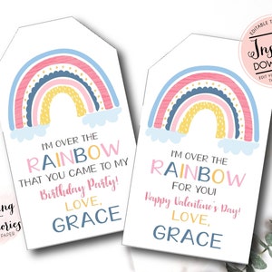 Rainbow Favor Tag, Printable Rainbow Valentine, Girl Valentine Cards ...
