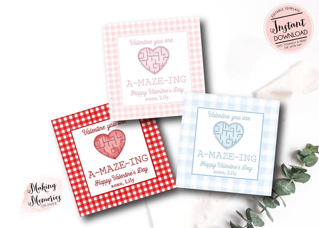 Printable Maze Valentine Card, You Are A-mazeing Valentine's Day Card ...