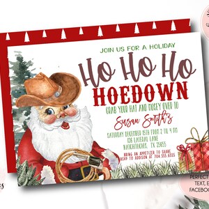 Country Hoedown Christmas Invitation, Santa Ho Ho Hoedown Christmas ...