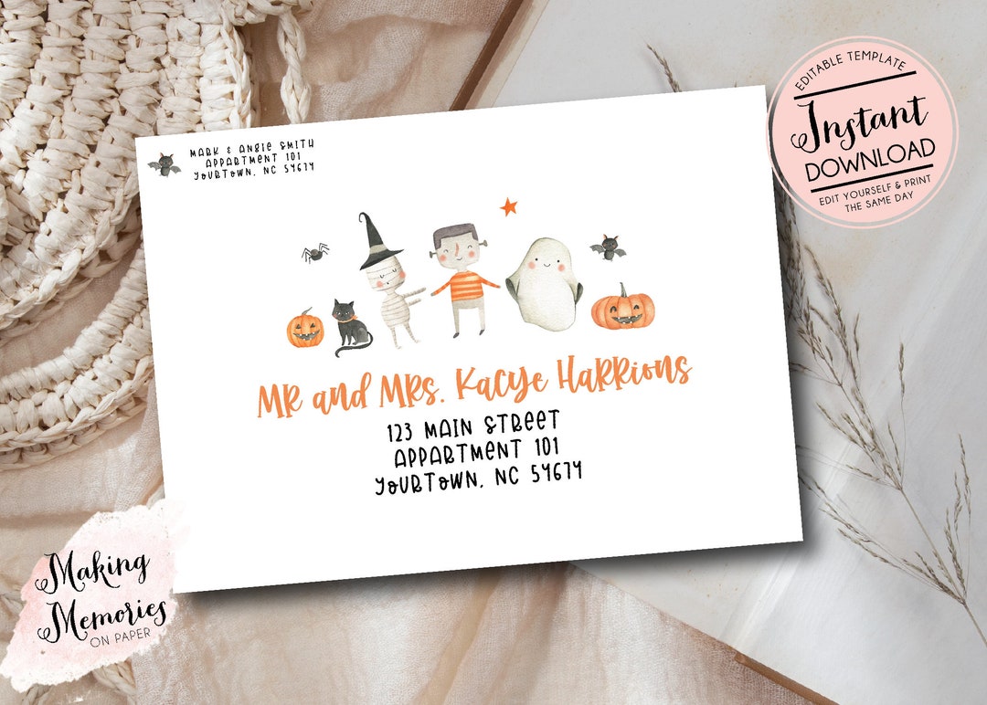 Editable Halloween Envelope Template, Addressed Halloween Envelopes ...