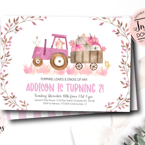 Girl Fall Birthday Invitation Fall Hayride Invitation - Etsy