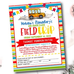 Field Trip Permission Slip Form, Field Trip Flyer, School Field Trip ...