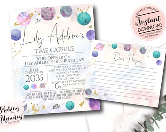 Editable Outer Space Time Capsule First Birthday Party - Etsy