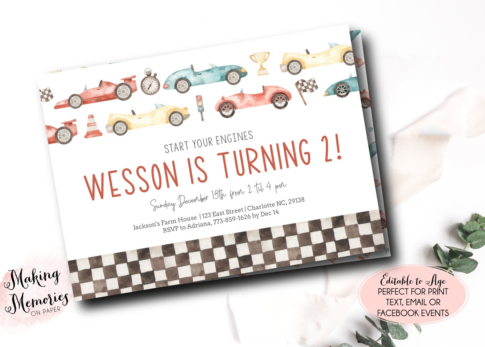 Editable Race Car Welcome Sign Race Car Birthday Welcome - Etsy