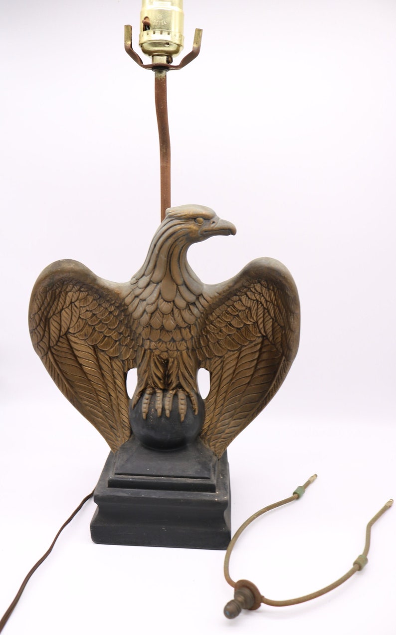 Vintage 70s Ceramic Black and Gold Atlantic Mold Eagle Lamp - Etsy