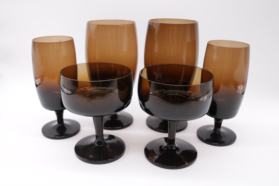 Vintage Brown Glass Cups Cocktail Glasses - Etsy