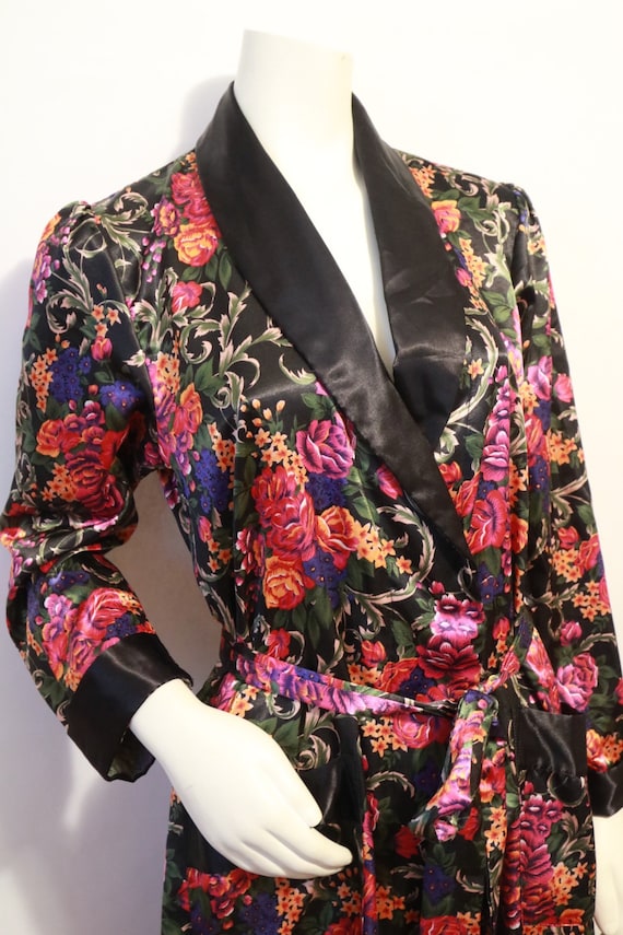 Vintage black floral robe - Gem