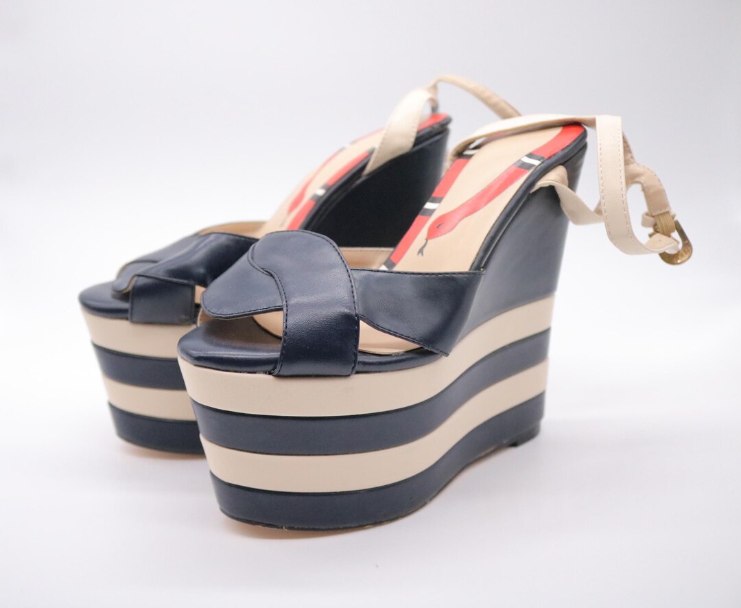 Gucci Sally Leather Snake Platform Sandals Size 7 - Etsy