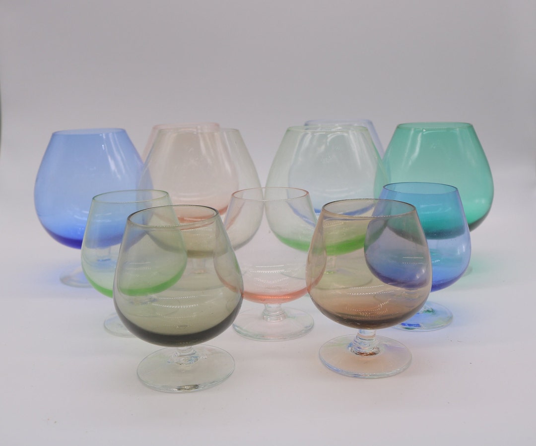 Vintage Barware MCM Mini Colored Brandy Cocktail Snifter Glasses With ...