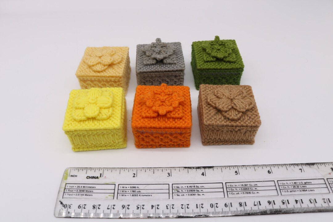 Vintage Pastel 80s 90s Plastic Canvas Mini Storage Boxes Jewelry Box ...