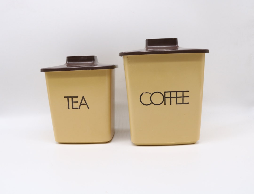 Vintage 70s Brown Tan Plastic Coffee Tea Canisters - Etsy
