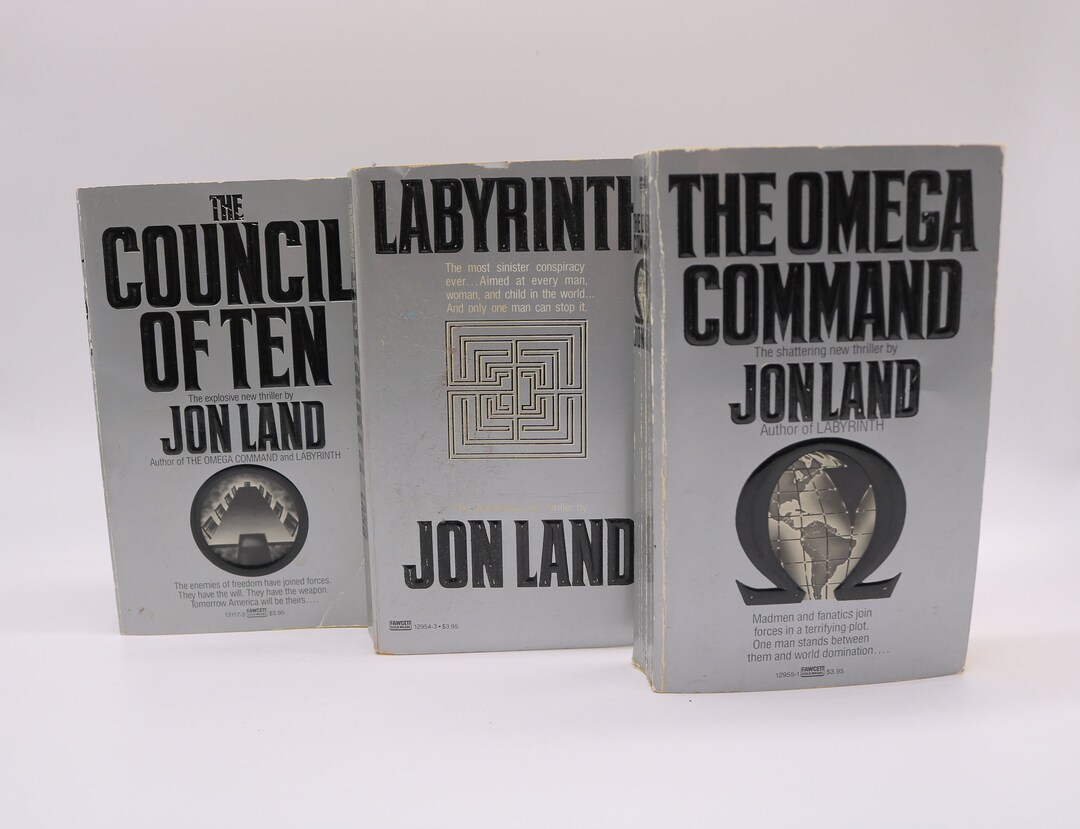 Vintage 80s Jon Land Book Set Labyrinth, the Omega Command, Council of ...