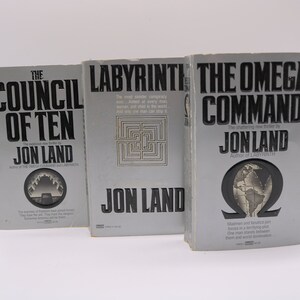 Vintage 80s Jon Land Book Set Labyrinth, the Omega Command, Council of ...