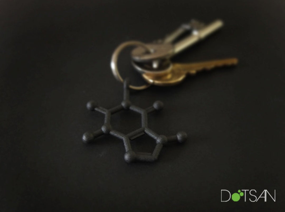 3D Print Caffeine Molecule Keychain in Matte Black Steel - Etsy