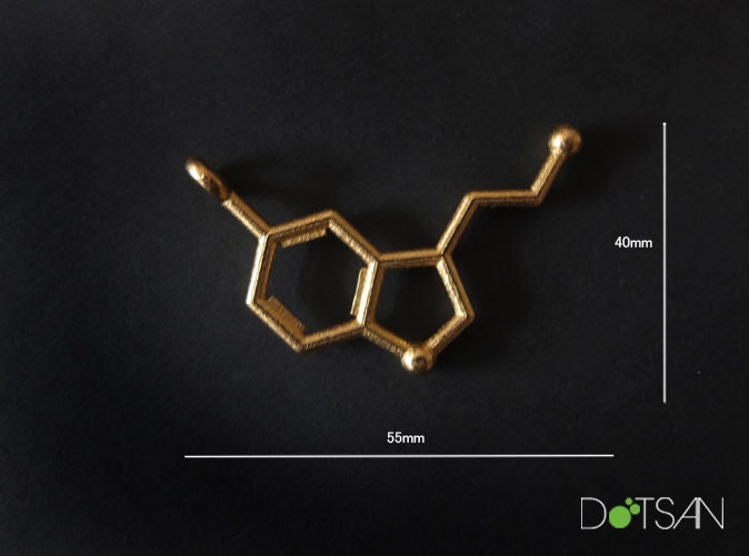 Serotonin Molecule 3D Printing Keychain Gold Steel - Etsy