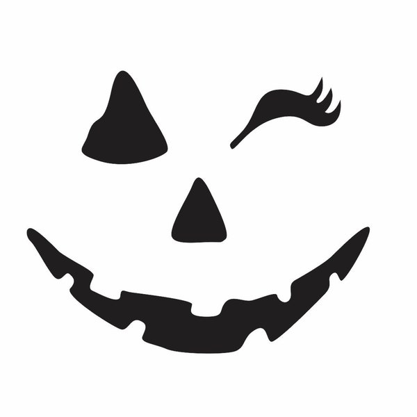 Winking Pumpkin Face Svg - Etsy