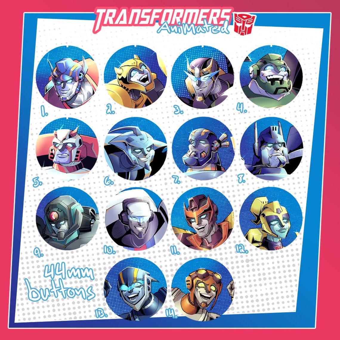 Transformers Animated Autobots Pin Back Buttons 44mm - Etsy