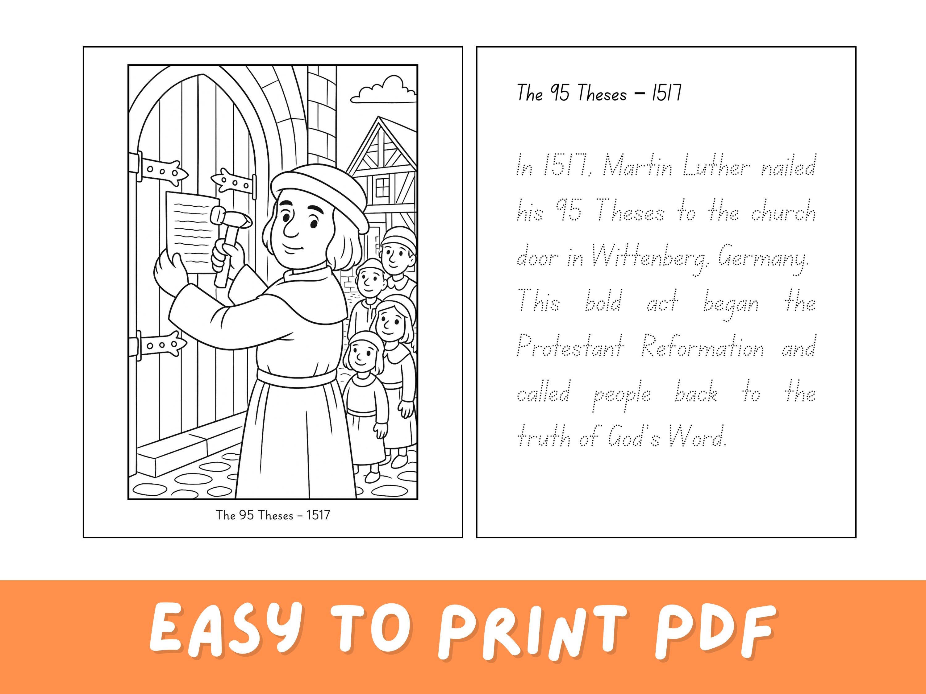Reformation Day Coloring Pages and Copywork Language Arts Tracing ...