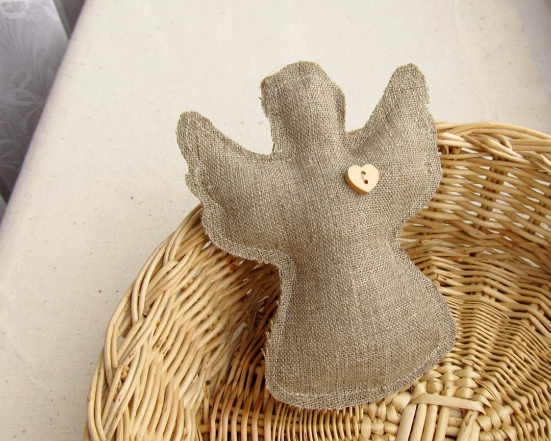 3 Christmas Angels, Primitive Burlap Ornaments, Christmas Home Decor ...