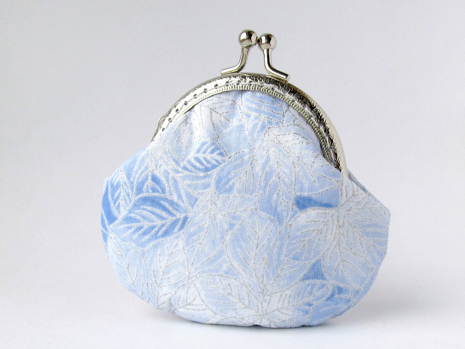 Blue Purse Floral Coin Purse Silver Glitter Change Pouch - Etsy