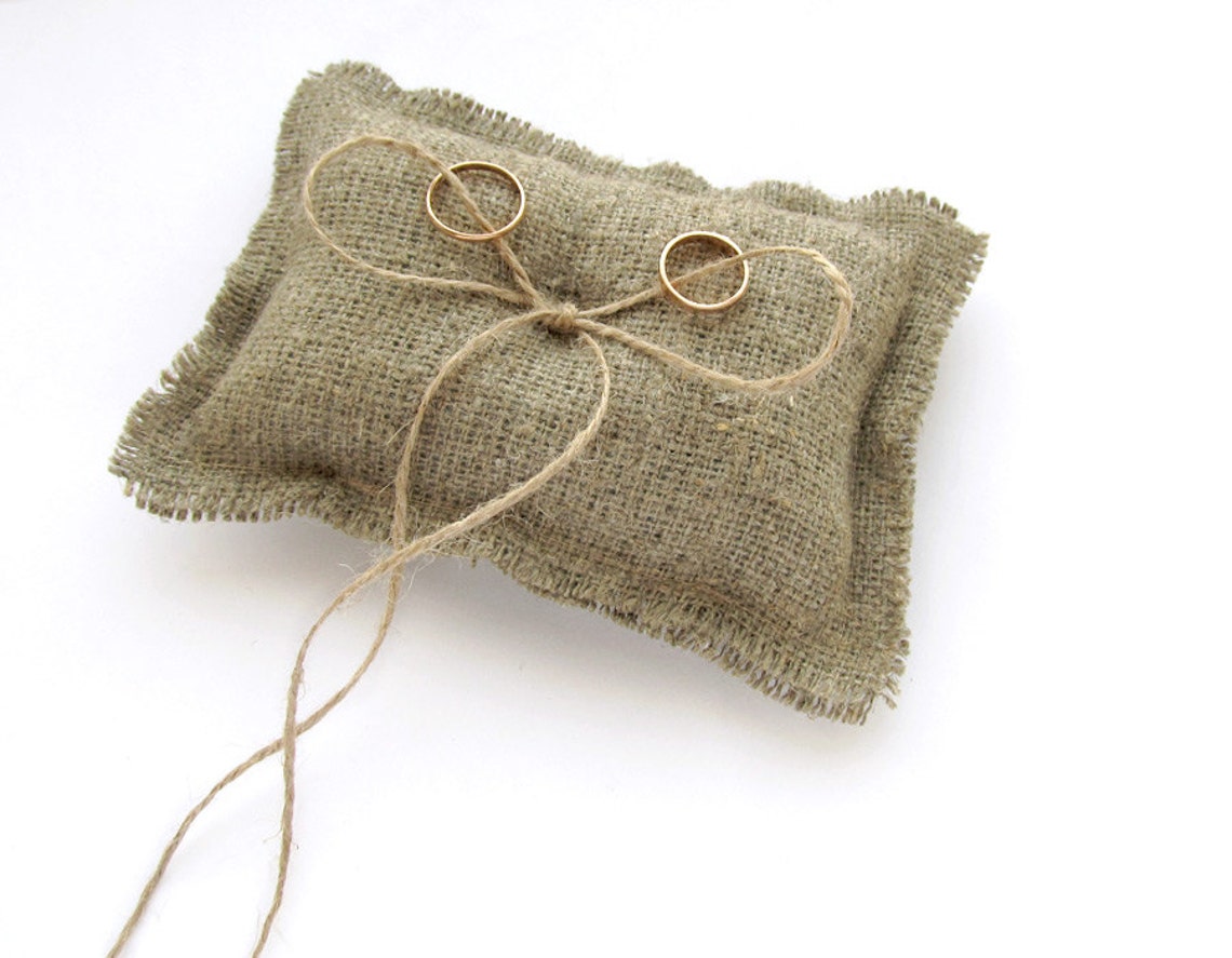 Burlap Wedding Ring Pillow Rustic Bearer Pillow - Etsy