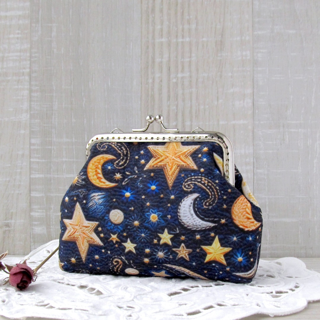 Stars and Moon Clasp Purse, Starry Night Sky Change Pouch, Galaxy Small ...
