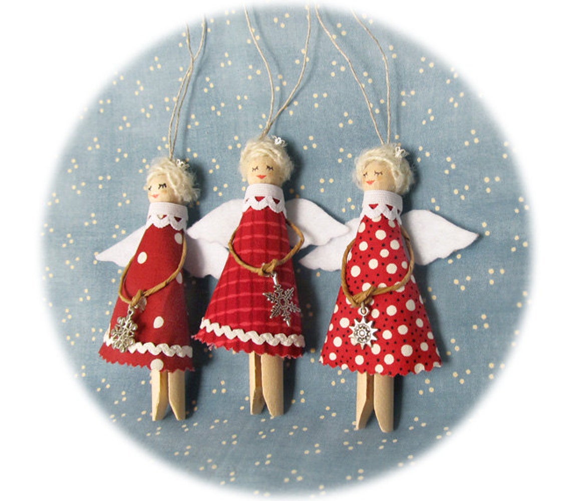 Christmas Ornaments Burlap Christmas Angels Set of 3 Rustic | Etsy