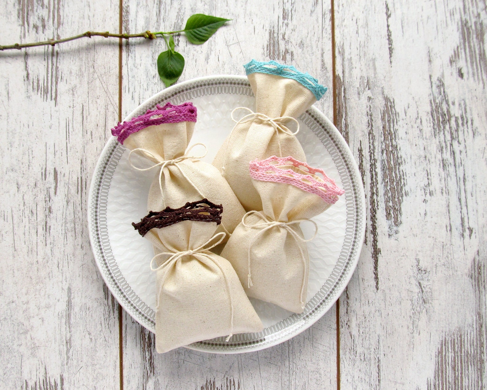 SET OF 10 Favor Bags With Lace Wedding Gift Bags Easter | Etsy