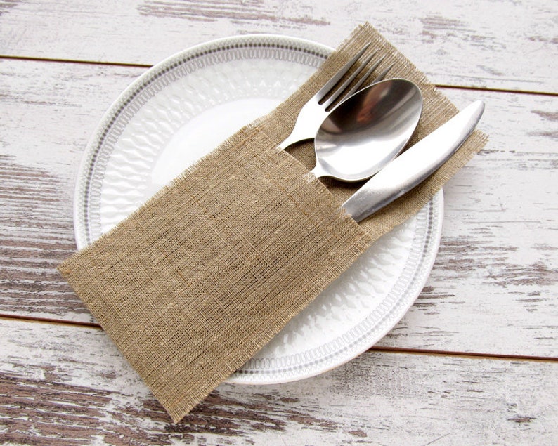 20 Burlap Silverware Holders Wedding Cutlery Holders Rustic | Etsy