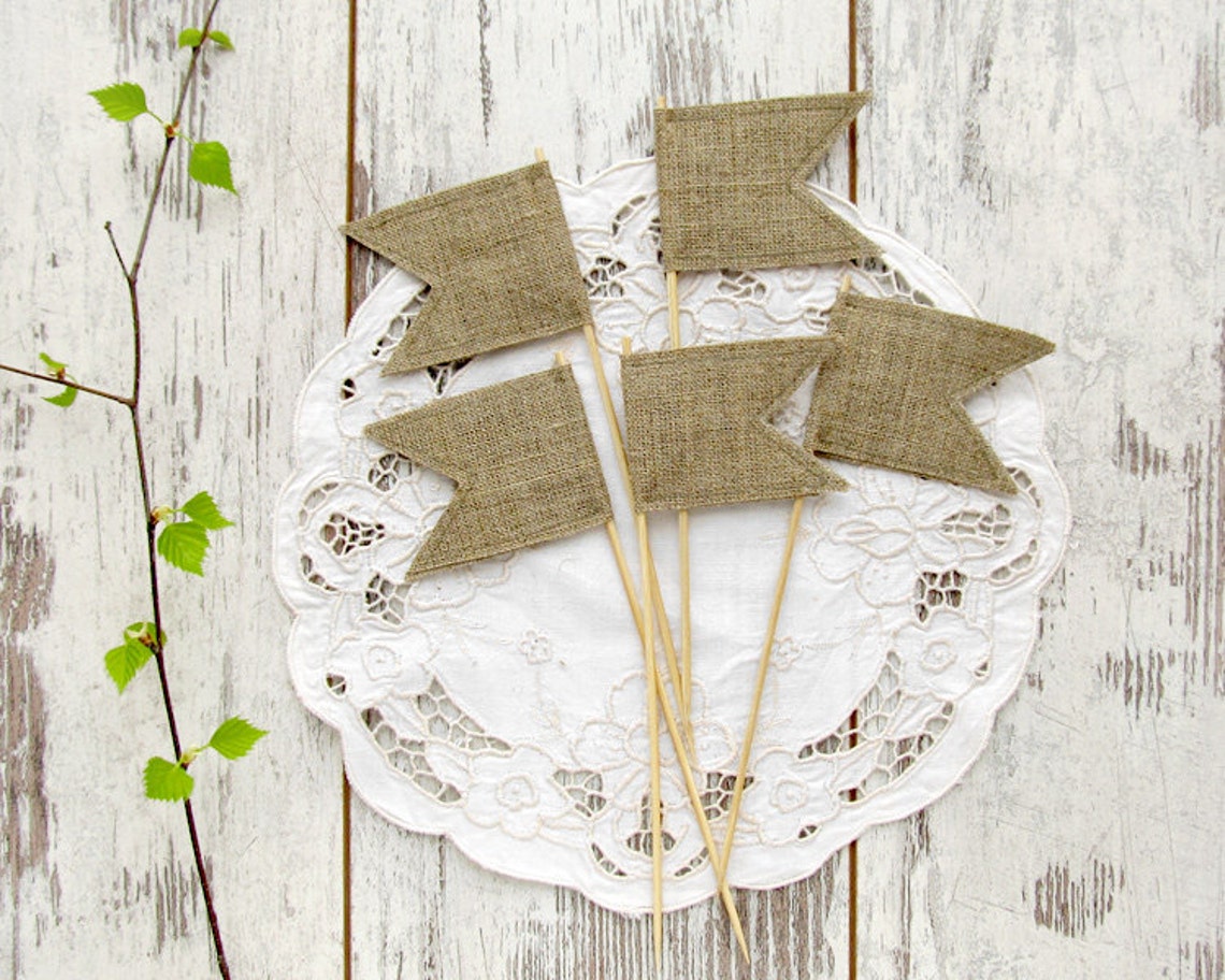 Burlap Happy Flags Rustic Home Decorations Set of 5 - Etsy