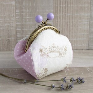 Coin Purse With Crown, Purple Purse, Polka Dots Coin Purse, Cream ...