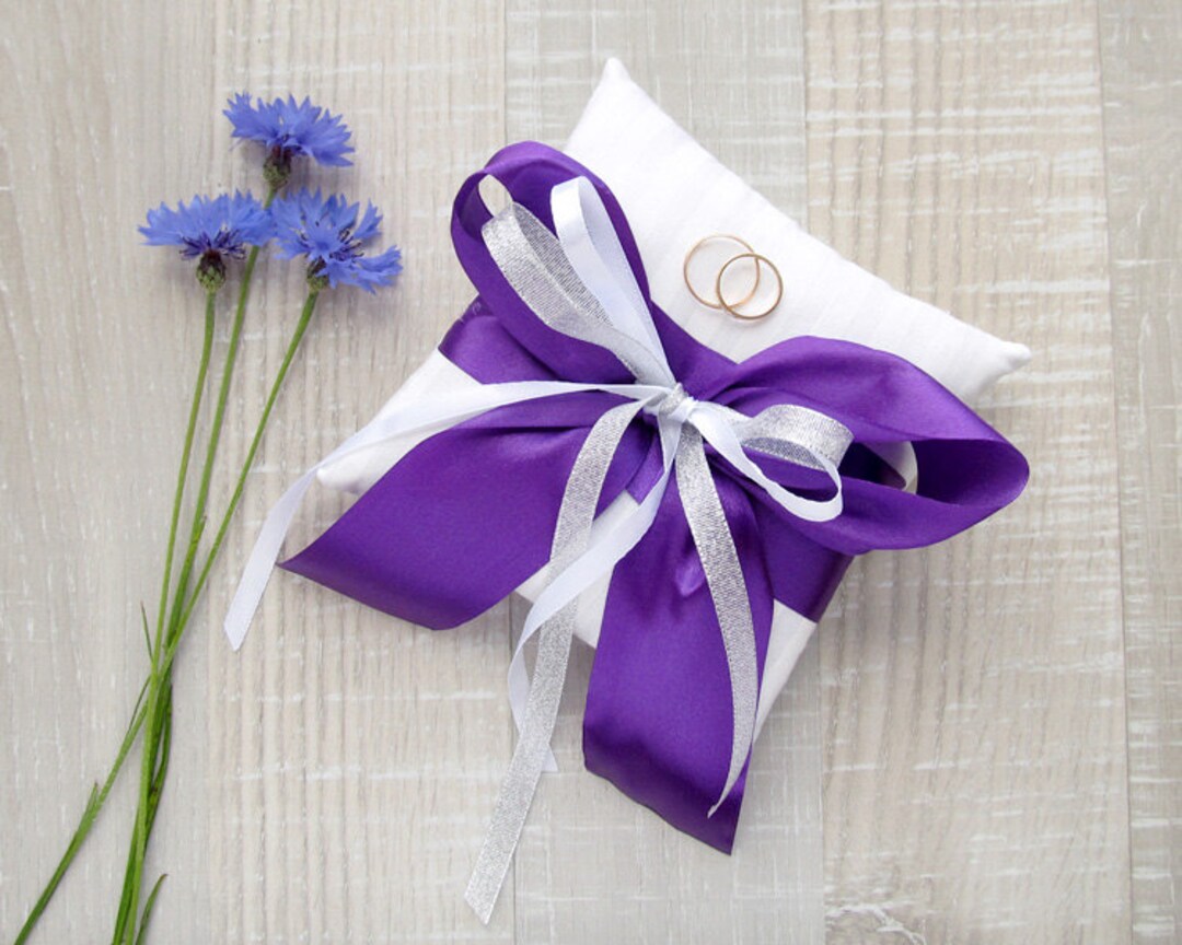 Royal Purple Ring Wedding Pillow White Bearer Pillow Purple - Etsy