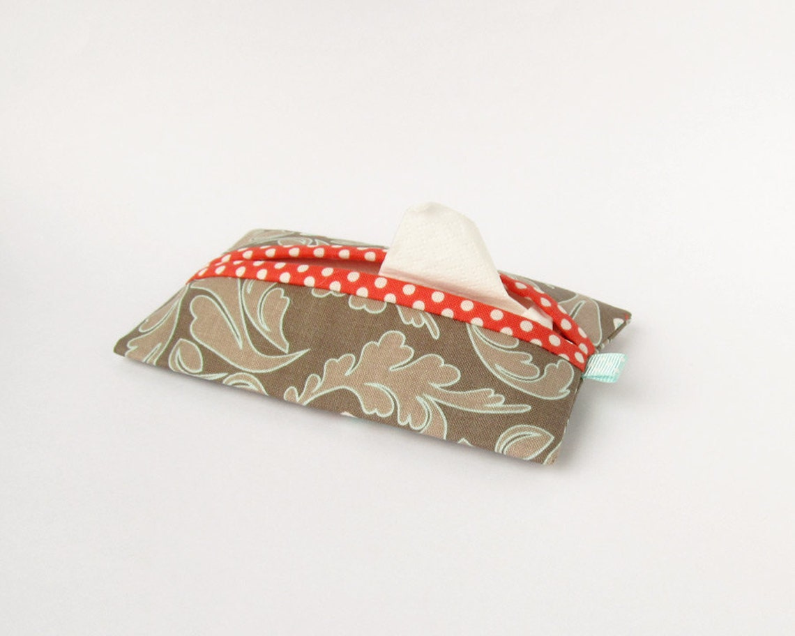 Floral Brown Tissue Case Red Polka Dots Pocket Tissue Holder - Etsy