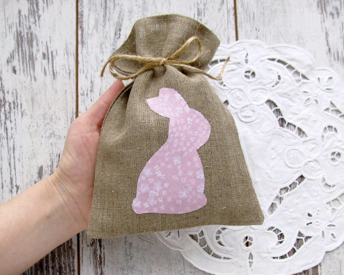 4 Personalized Easter Bags Easter Gift Bags Burlap Candy - Etsy