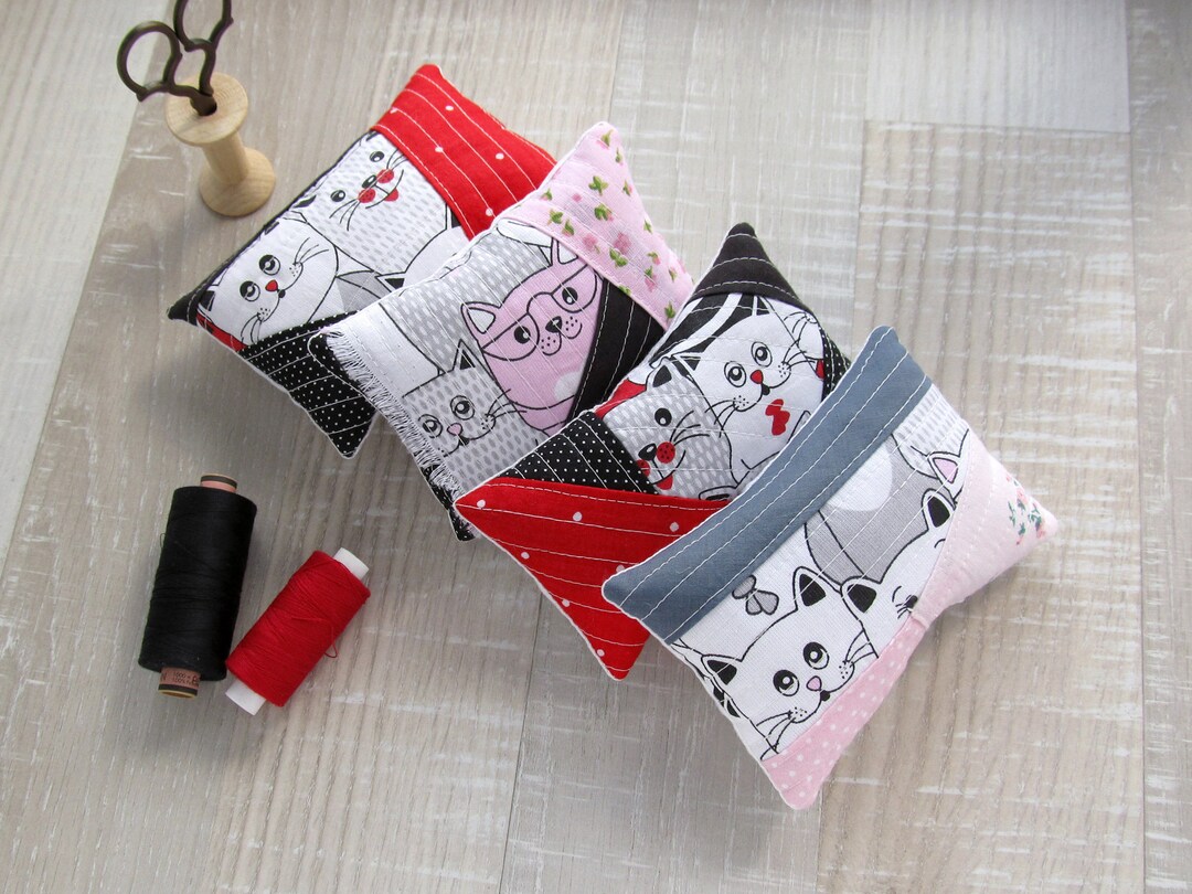Patchwork Pincushion, Cats Needle Cushion, Kitten Sewing Accessories ...